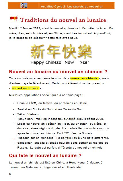 Kit Nouvel an lunaire dans le Monde - CP à CE2