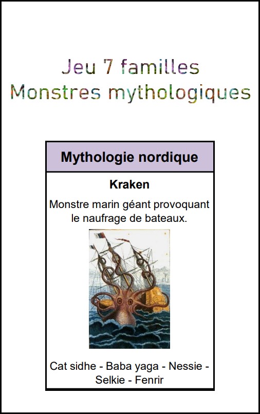 Jeu 7 familles Monstres mythologiques